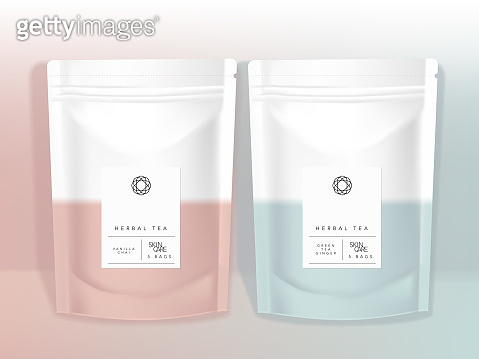 Vector Pastel Resealable Product Sachet Pouch in Pastel Pink & Blue ...