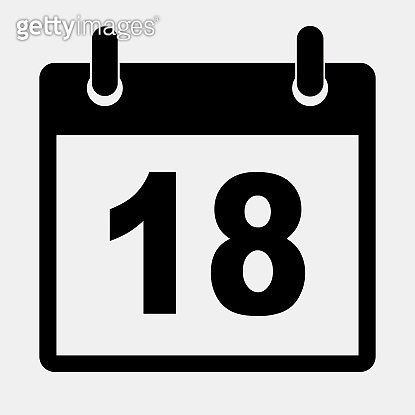 Simple black calendar icon with 18 date. Vector illustration 이미지 ...