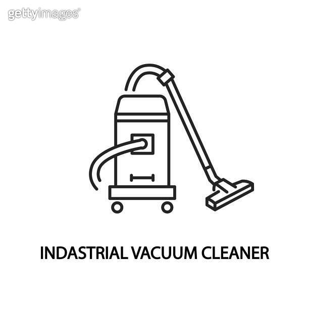 Indastrial vacuum cleaner line flat icon. Cleaning after renovation ...