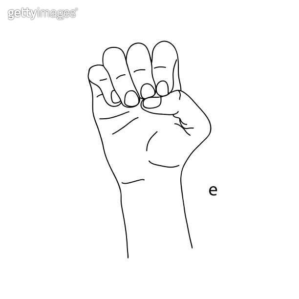 E is the fifth letter of the alphabet in sign language. Vector graphic ...