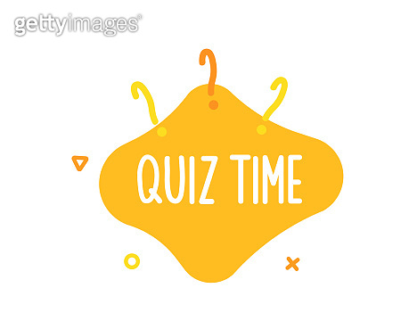Quiz time text on liquid shape with question marks and geometric ...