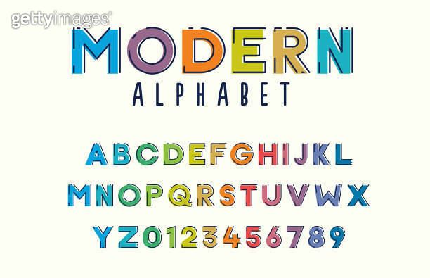 Colorful alphabet typeface vector set. Stylized expressive fun and ...