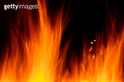 Smooth Fire Flames & sparks Background on Black for compositing designs ...