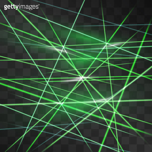 Laser alarm green signaling room glow vector. Glowing light streams ...