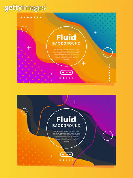 Set of Horizontal A4 Abstract Fluid 3D Background with Liquid Modern ...
