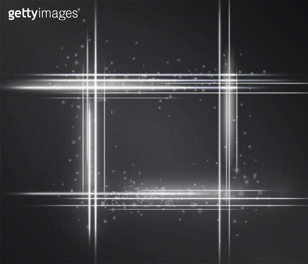 White silver laser vector square frame isolated on transparent ...