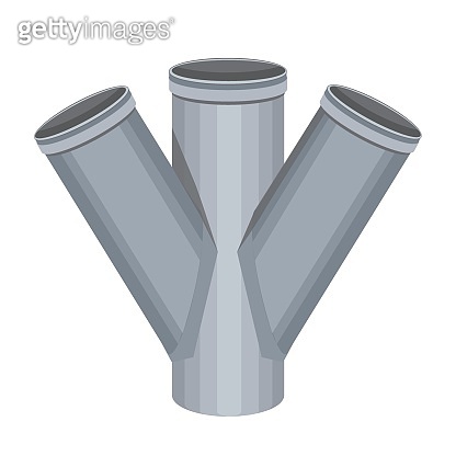 A triple-branch pipe is isolated on a white background for design, a ...