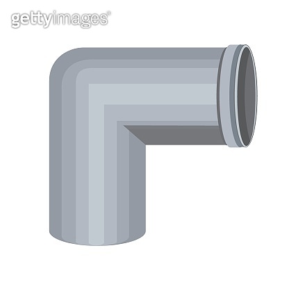 A corner pipe with a branch is isolated on a white background for ...