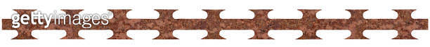 Rusty barbed razor wire tape panorama corroded macro closeup, seamless ...