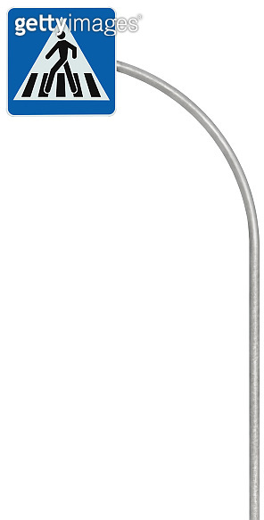 Zebra crossing road sign, pedestrian cross warning traffic roadside ...