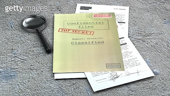 Top secret document, decreted, confidential information, secret text ...