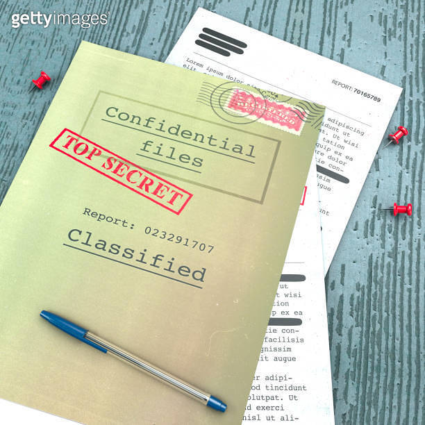 Top secret document, decreted, confidential information, secret text ...