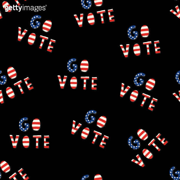 Go vote seamless background. Hand drawn pattern with motivational ...