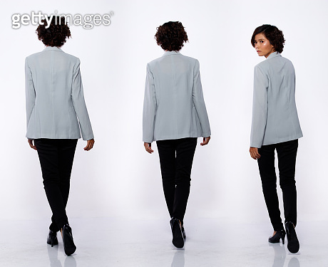 20s Asian Woman black short curl hair gray suit jacket pant Profile 이미지 ...
