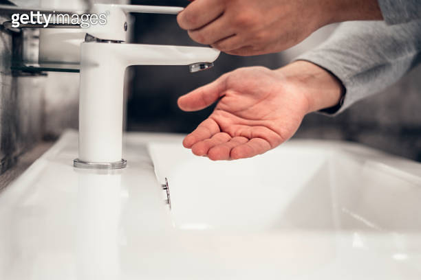Coronavirus. Proper washing and handling of hands. Liquid antibacterial ...
