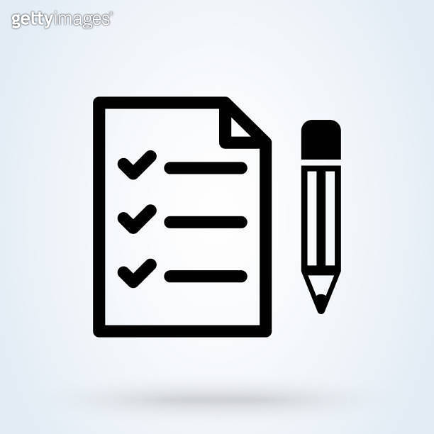Clipboard pencil icon vector in line style. List of tasks.Checklist ...