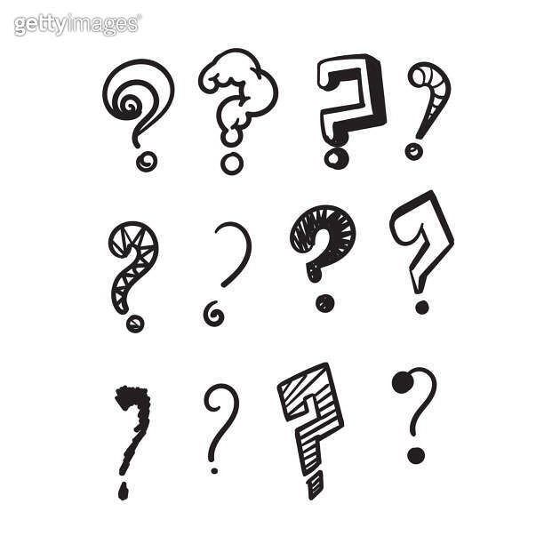 Set of hand drawn question marks. doodle questions marks set. vector ...