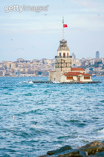 Istanbul, Bosphorus, Uskudar. Ancient lighthouse of the Ottoman period ...