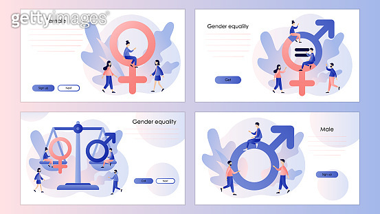Gender equality concept. Female and Male gender sign. Screen template ...