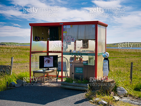 Bobby's Bush Shelter on the island of Unst in Shetland, Scotland, UK ...