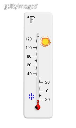 Fahrenheit scale thermometer isolated on a white background. Ambient ...