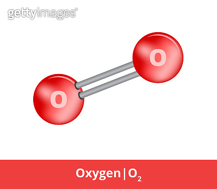 Vector ball-and-stick model model of chemical substance. Icon of oxygen ...