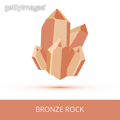 Vector mineralogy icon of bronze rock stone, bronze nugget or bronze ...