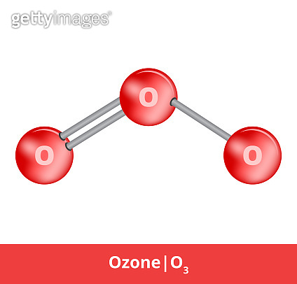 Vector ball-and-stick model model of chemical substance. Icon of ozone ...