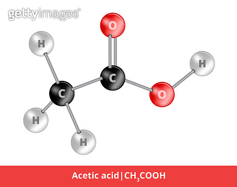 Vector ball-and-stick model of organic compound. Icon of acetic acid ...