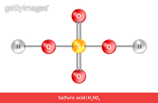 Vector ball-and-stick model of mineral acid. Icon of sulfuric acid ...
