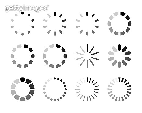 Loading and downloading icon collection. Different shape loading ...