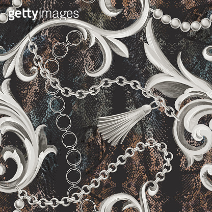 Fashion seamless pattern with Baroque Rococo border frame elements ...