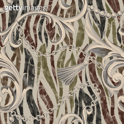 Fashion seamless pattern with Baroque Rococo border frame elements ...
