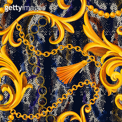 Fashion seamless pattern with Baroque Rococo border frame elements ...