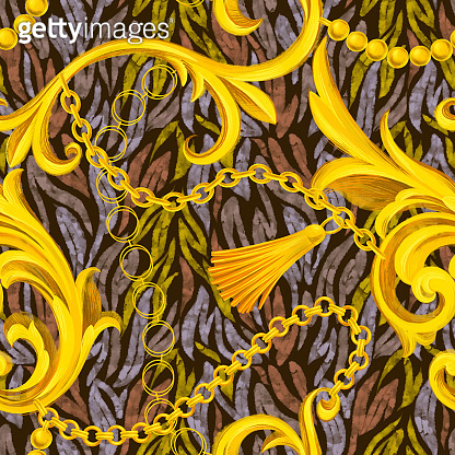 Fashion seamless pattern with Baroque Rococo border frame elements ...