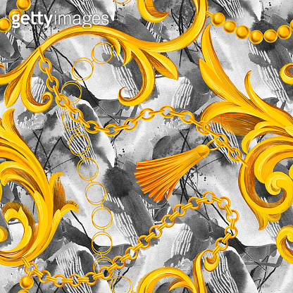 Fashion seamless pattern with Baroque Rococo border frame elements ...