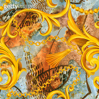 Fashion seamless pattern with Baroque Rococo border frame elements ...