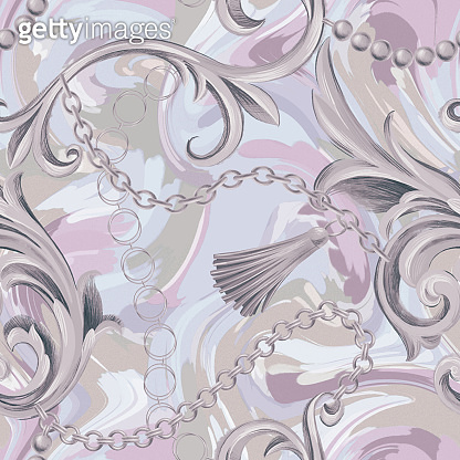 Fashion seamless pattern with Baroque Rococo border frame elements ...