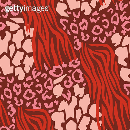 Mix animal skin prints. Leopard, tiger, giraffe and zebra seamless ...