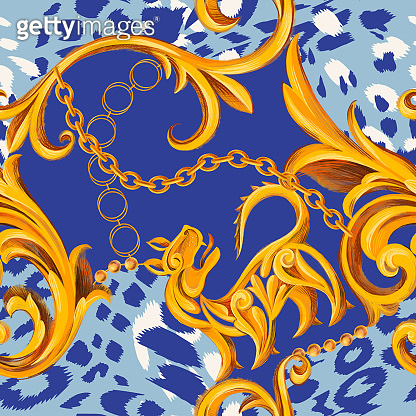 Fashion seamless pattern with Baroque Rococo border frame elements ...