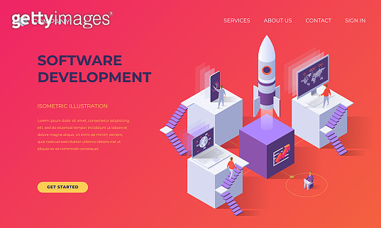 Landing page for software development 이미지 (1224100019) - 게티이미지뱅크