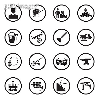 Manual Labor Icons. Black Flat Design In Circle. Vector Illustration ...