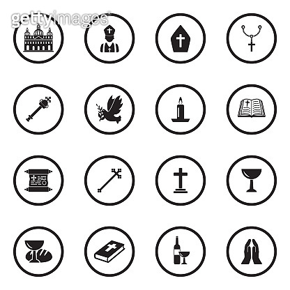 Vatican Icons. Black Flat Design In Circle. Vector Illustration. 이미지 (1209452204) - 게티이미지뱅크