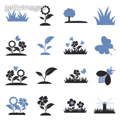 Meadow Icons. Two Tone Flat Design. Vector Illustration. (1257019804 ...
