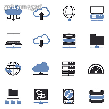 Server Icons. Two Tone Flat Design. Vector Illustration. 이미지 ...