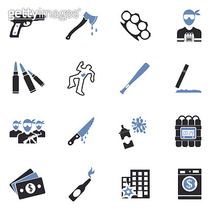Crime Icons. Two Tone Flat Design. Vector Illustration. (1222377398 ...