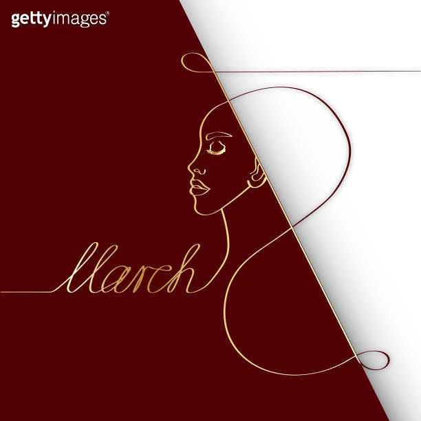 Postcard on March 8, made by one continuous line. Vector stock ...