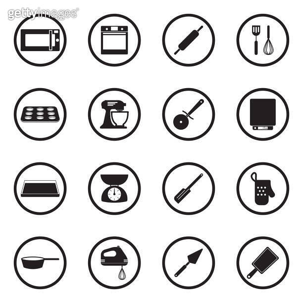 Baking Icons. Black Flat Design In Circle. Vector Illustration ...