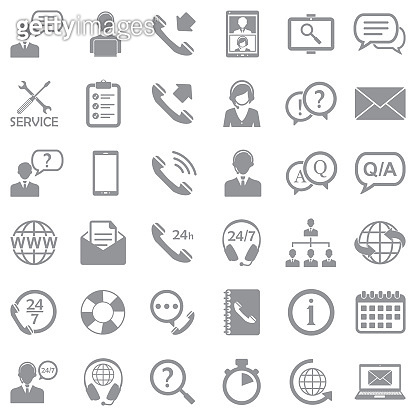 Customer Service Icons. Gray Flat Design. Vector Illustration. 이미지 ...