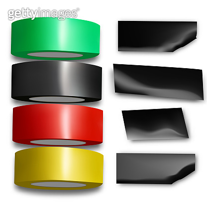 Piece scotch. Adhesive vector paper tape or yellow sticky duct strip ...